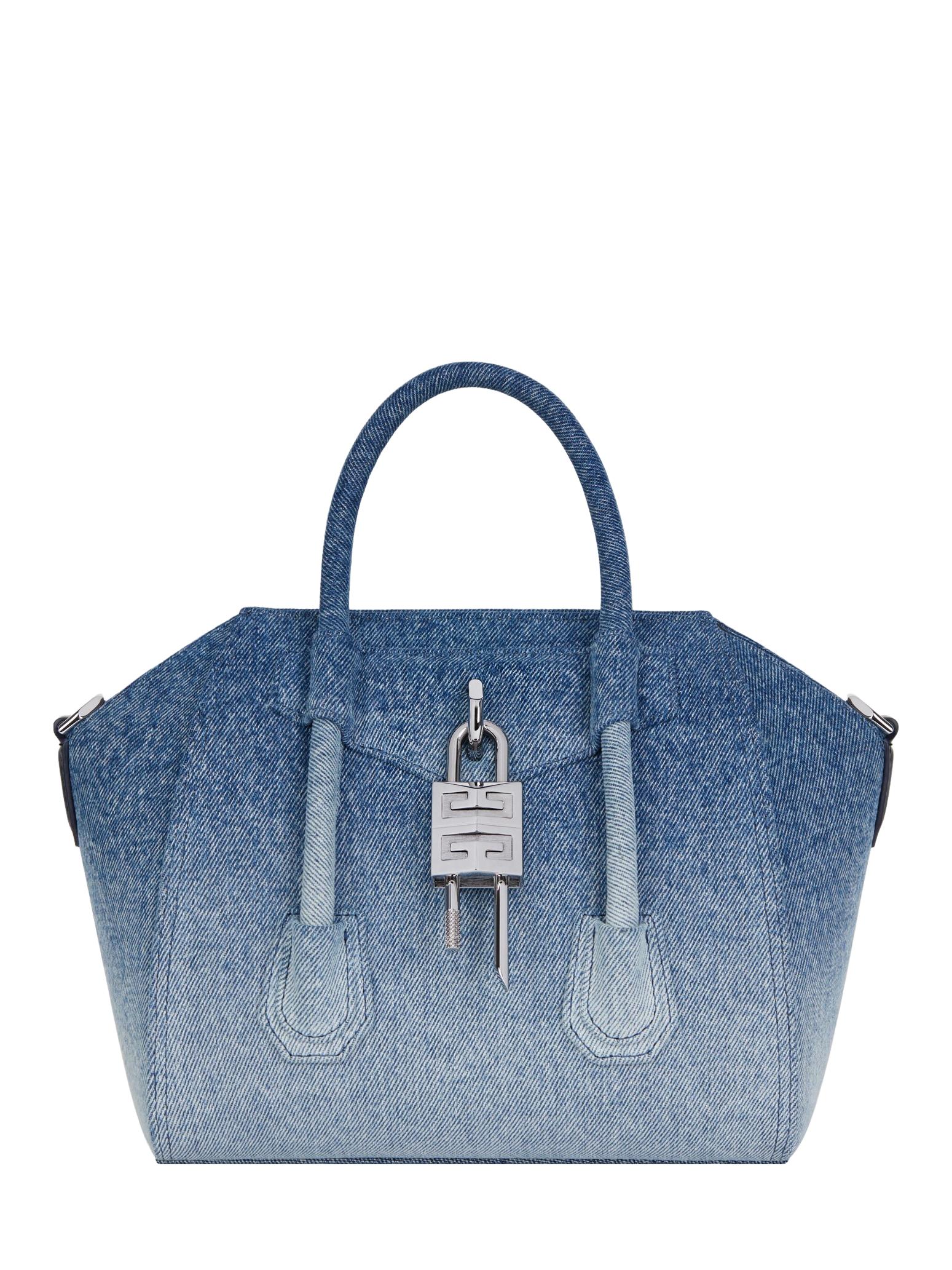 GIVENCHY Givenchy Mini Antigona Lock Denim Tote Bag